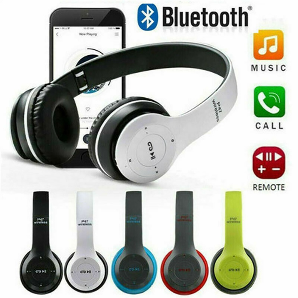 P47 Wireless Headset Bluetooth 5.0 Earphones Foldable Bass Helmet ...