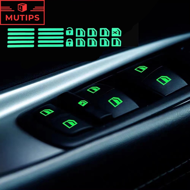 Car window Door Switch Luminous Sticker Set Button Night Safety ...