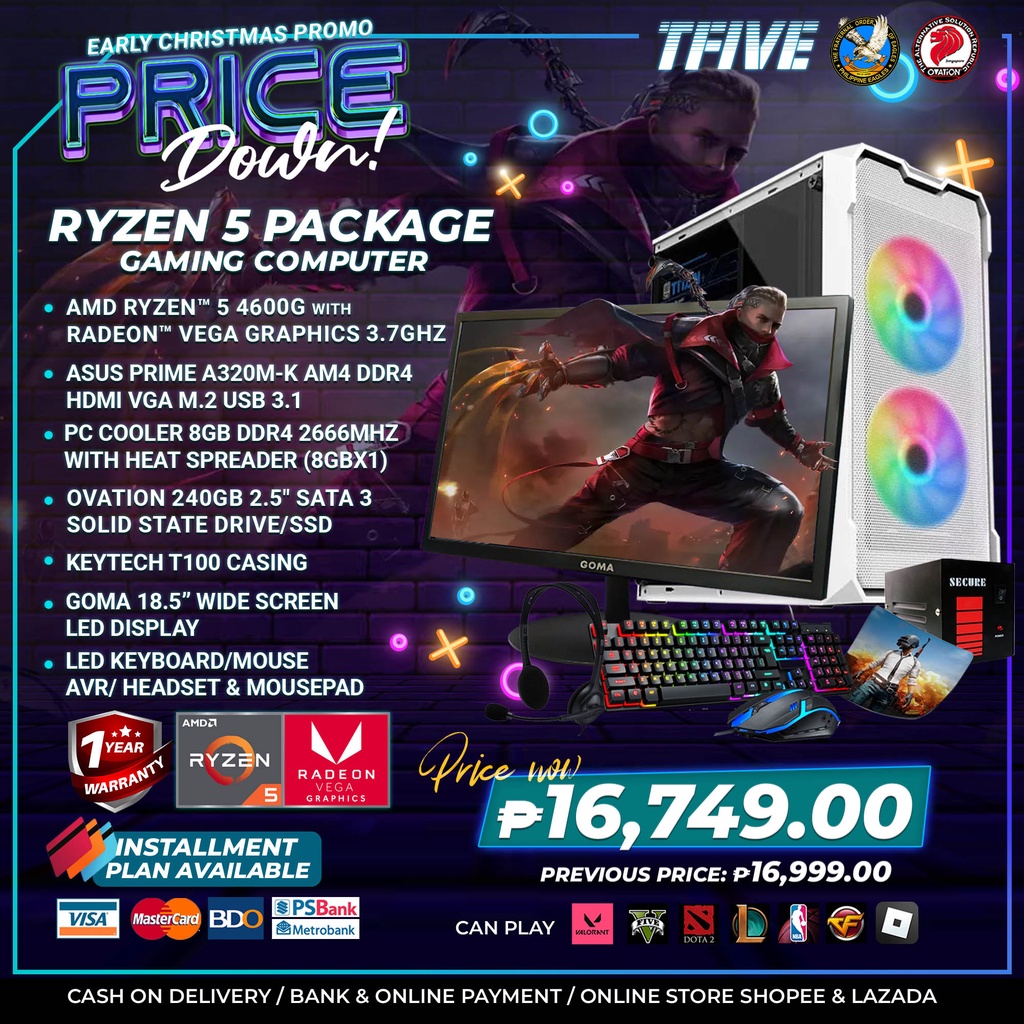 COMPUTER GAMING SET RYZEN 5 4600G 8GB DDR4 240GB SSD | Shopee Philippines