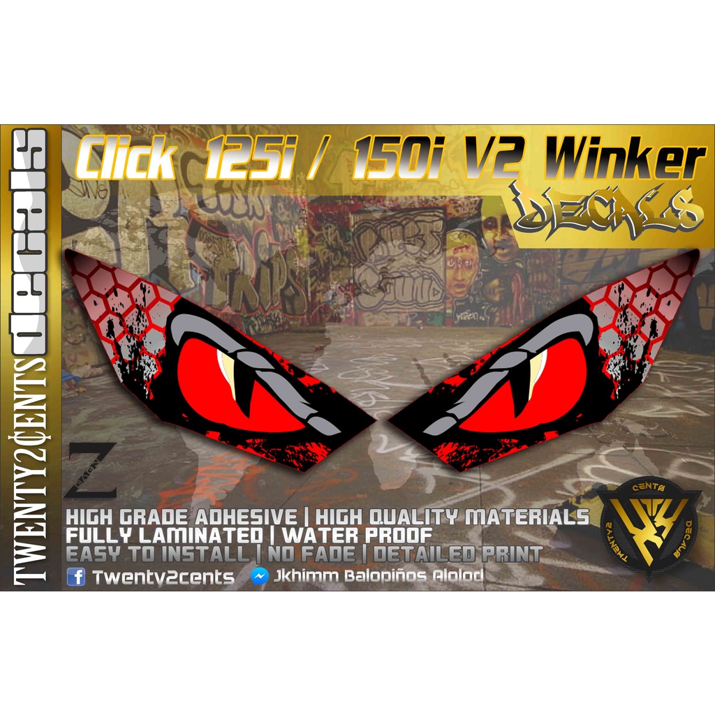 Honda click 125/150 v2 Transparent winker eye High-Quality Decals and ...