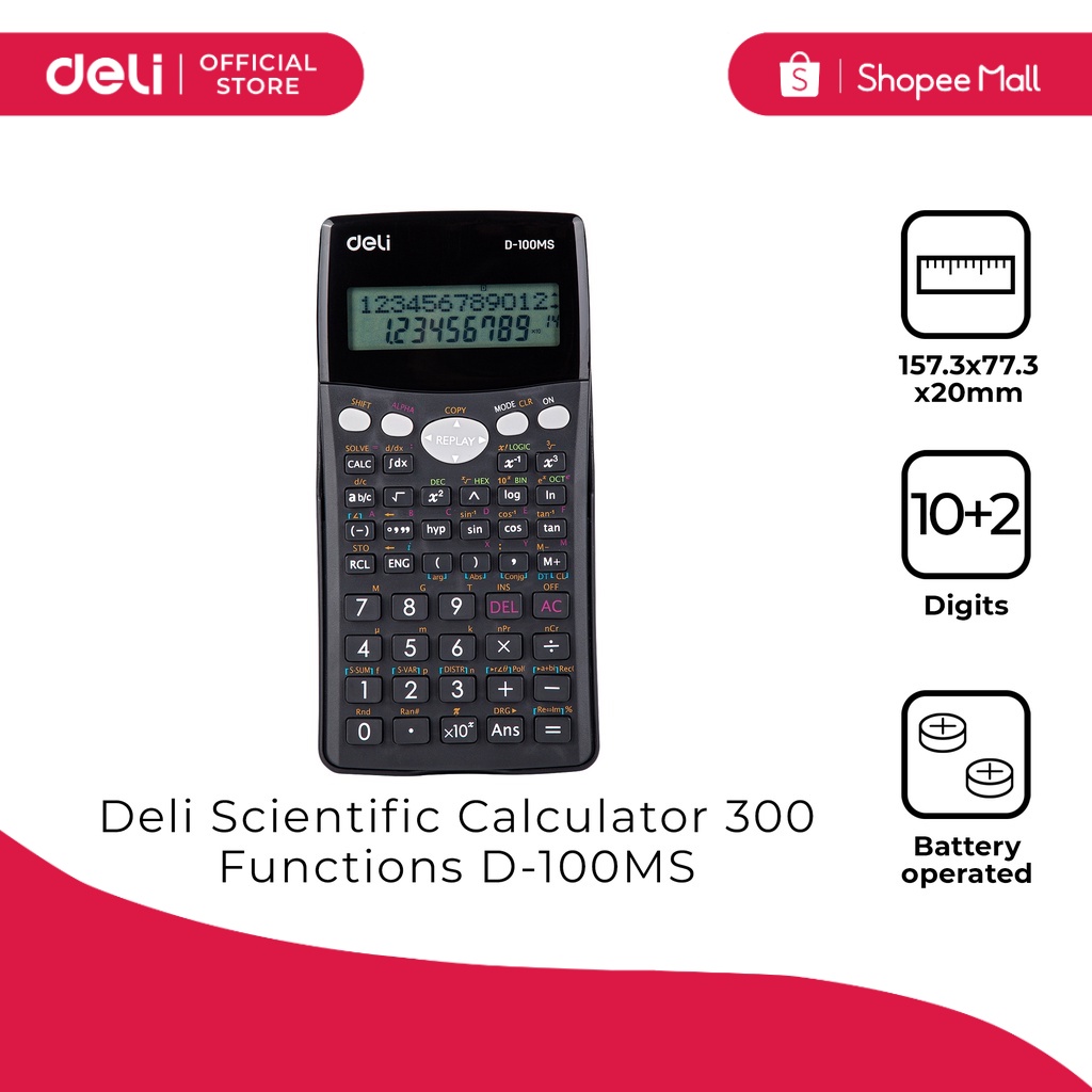 Deli D-100MS Scientific Calculator 300 Functions [79D-100MS] | Shopee ...