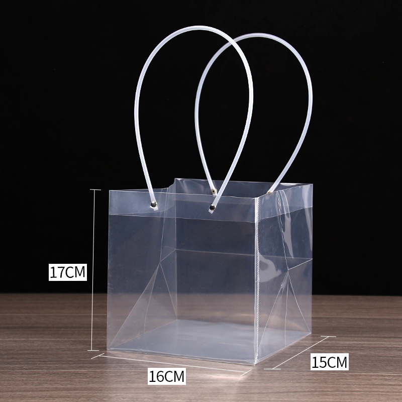Square transparent PVC Bag For Flower Transparent Bagtic Bag For Cake ...