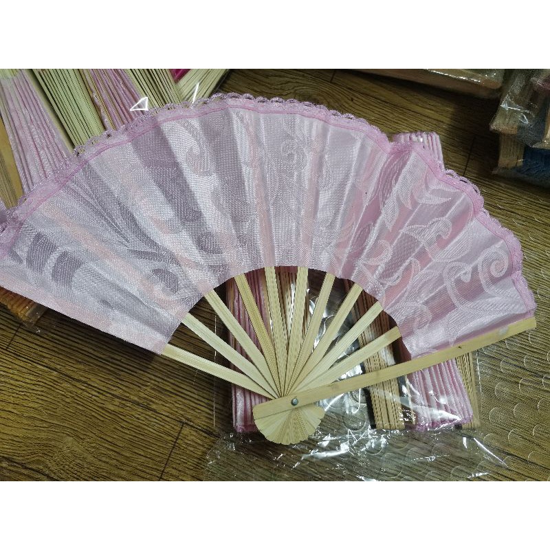 1pc Regular or Big Abaniko o Pamaypay Bamboo Satin and Plastic Handle ...