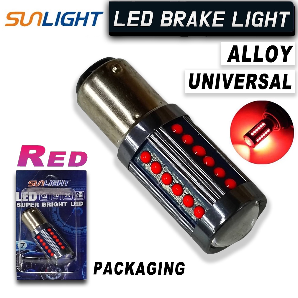 SUNLIGHT Red Alloy LED TAIL LIGHT/ BRAKE LIGHT Motorcycle Universal ...