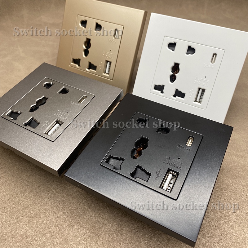 Type 86 multi-five-hole USB+type-c deluxe PC panel wall outlet | Shopee ...