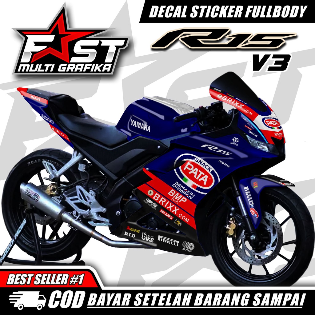 Yamaha R15 V3 Striping Decal Sticker, R15 V3 Sticker Decal, WSBK pata ...