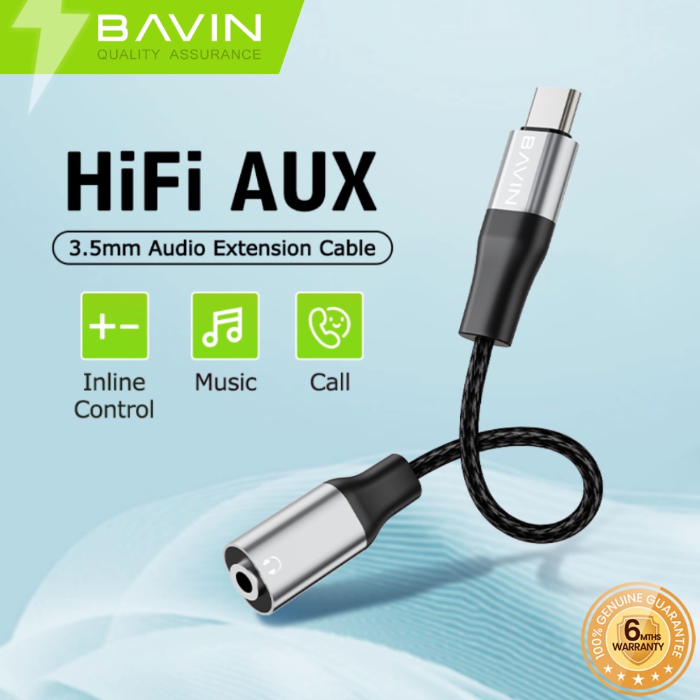 BAVIN AUX30 Earphone Headphone Adapter w/ Female Type-C to 3.5mm USB ...
