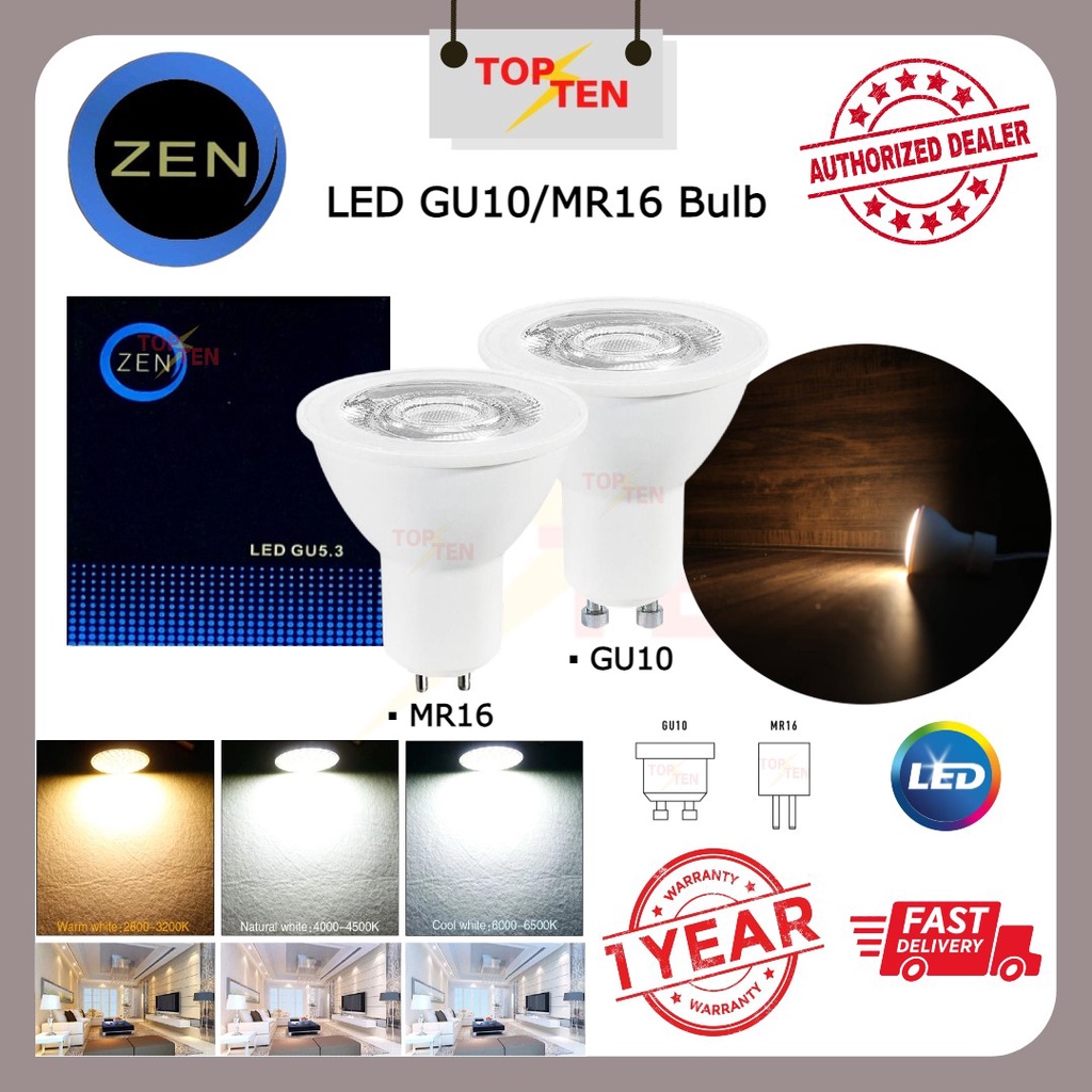 Zen GU10 MR16 Led Bulb 7W 8W Dimmable Spotlight Eyeball Track Light Led Bulb Direct Current ...