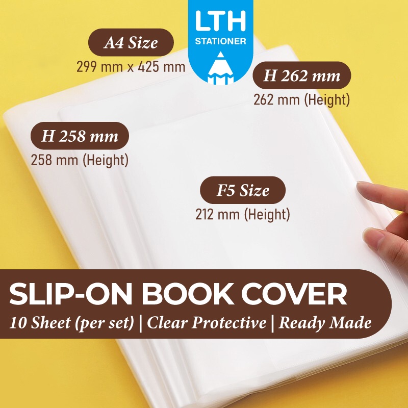 LTH LKC Slip On Made Clear Transparent Protective Book Cover Waterproof ...