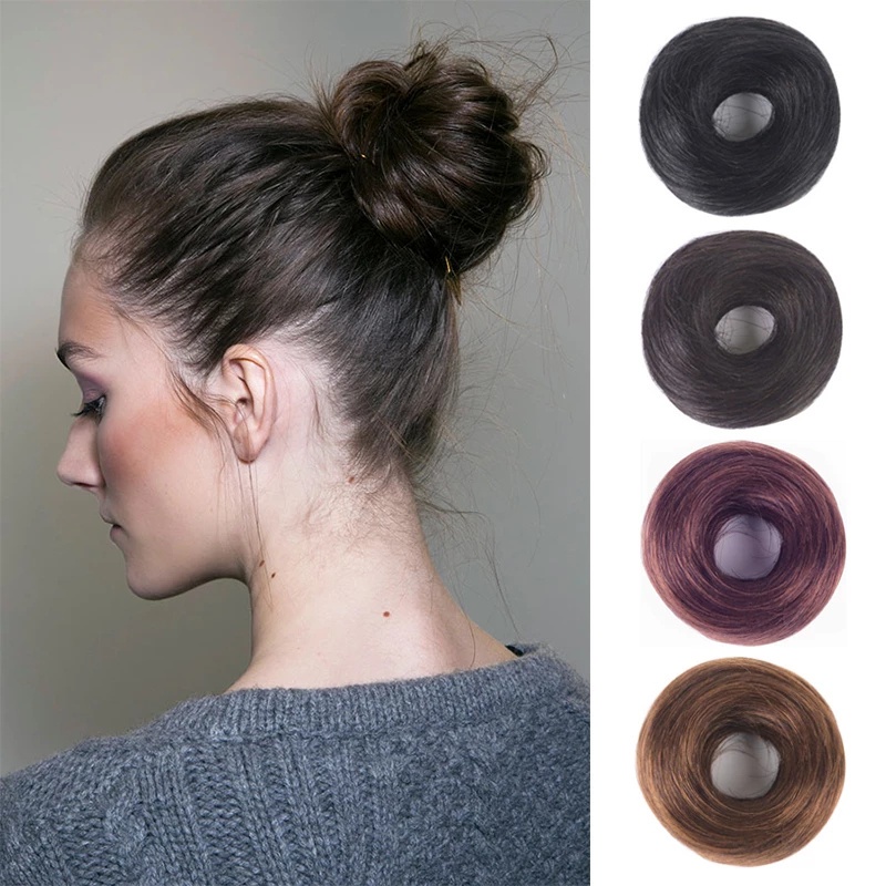 4 Colors Donut Chignon Hot Women/Men Remy Human H Bun Donuts H ...