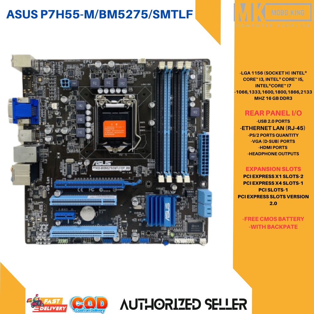 ASUS P7H55-M/BM5275/SMTLF 1ST GEN Motherboard H55 Socket LGA 1156 i3 i5 ...