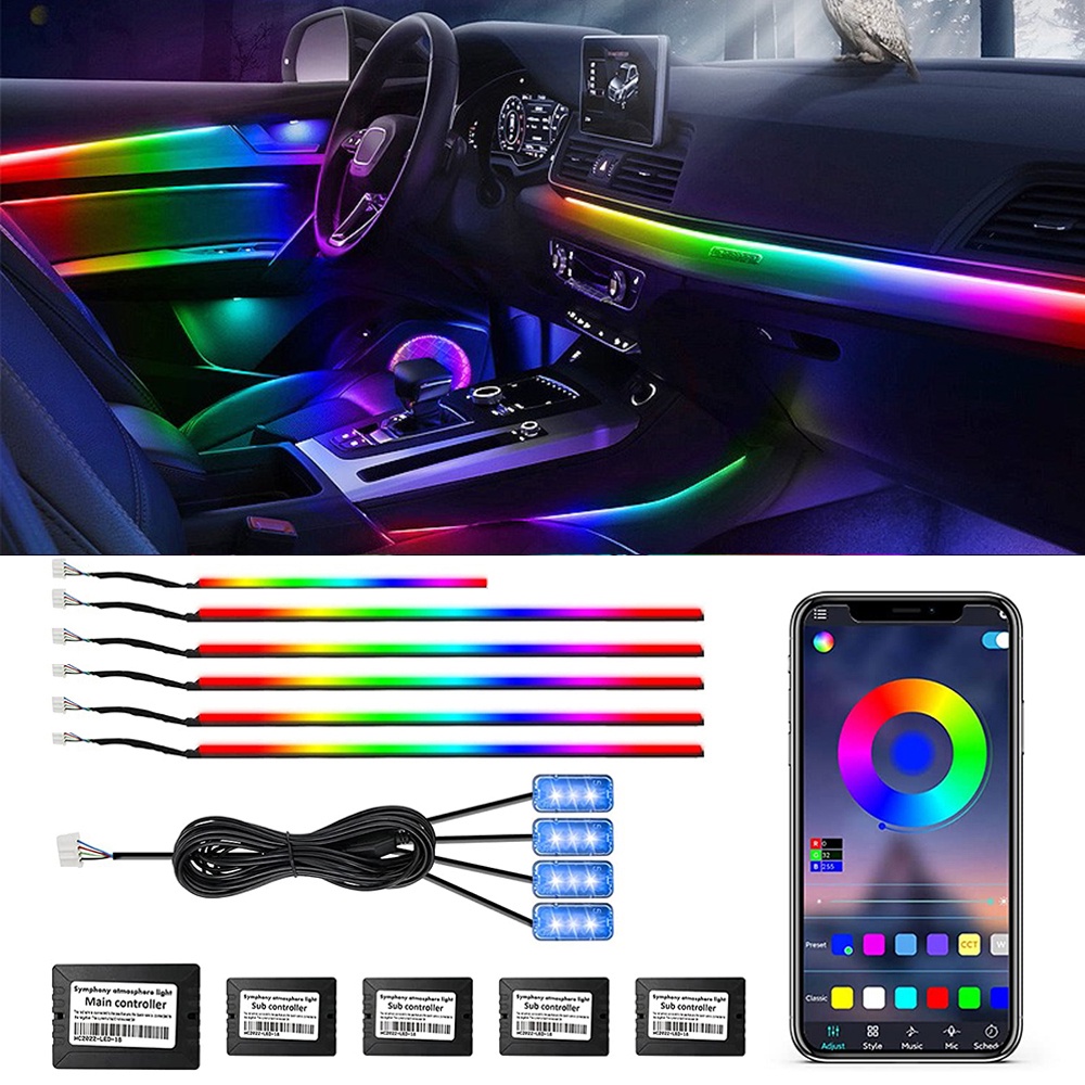 [Ready Stock] Universal 18 In 1 LED Car Ambient Light RGB Interior Bar ...