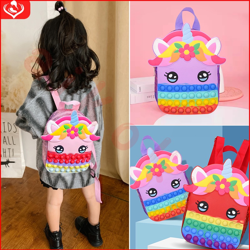【COD】Unicorn Bag for Kids Girls Pop It Unicorn Toy Bag School Supplies ...