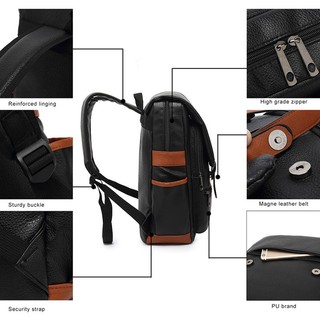 Large capacity PU backpack business laptop bag travel backpack fashion ...