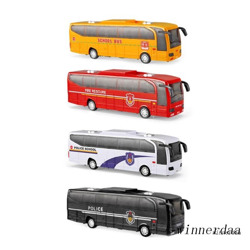 WIN Pull Back Bus Rescue Vehicle School Bus Model Toy Police Bus ...