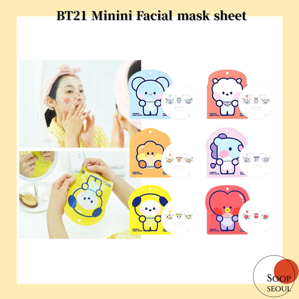 BT21 Minini Facial mask sheet / 7types / face character packs | Shopee ...