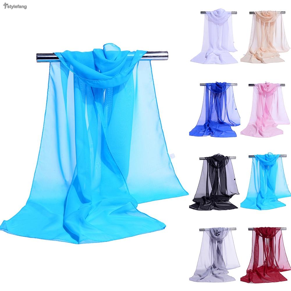 Women Chiffon Plain Sheer Wrap Stole Neck Scarves Hijab Sarong Shawl ...