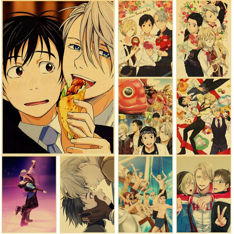 Cartoon YURI!!! on ICE Anime Poster Japanese Cartoon Comic Kraft Paper ...