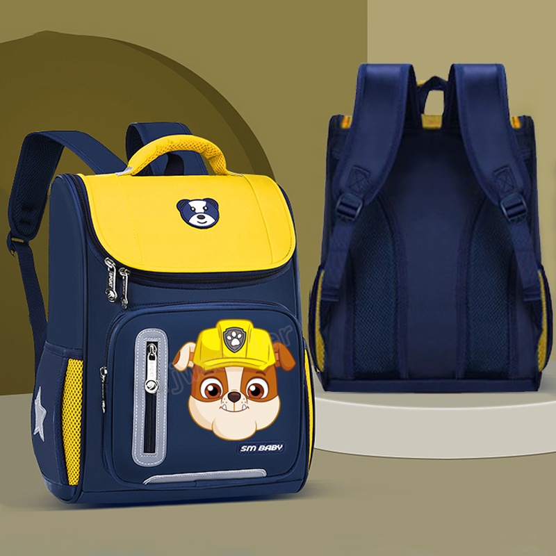 Paw Patrol Kids Backpack Yellow Rubble Print Primary Student Schoolbag ...