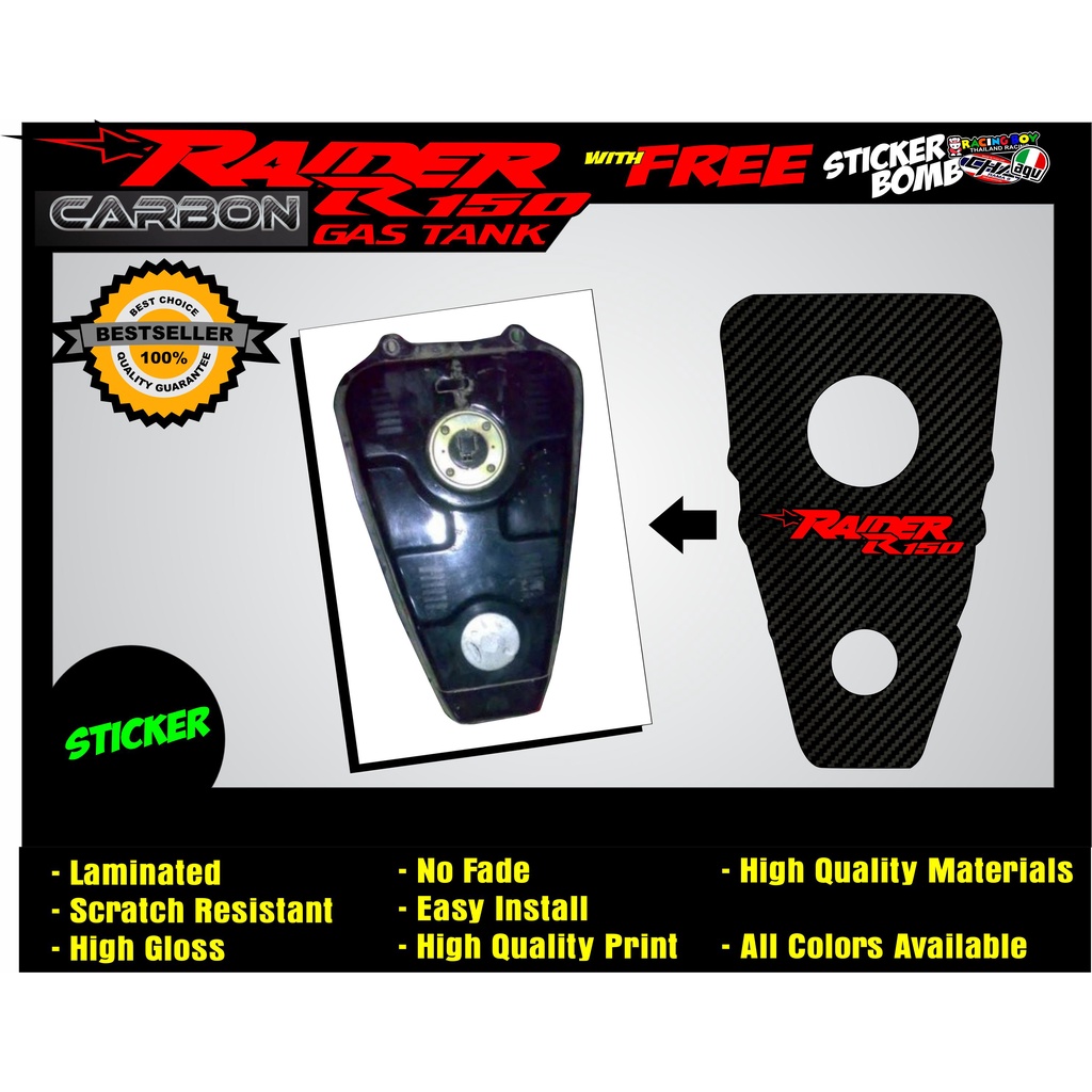 Raider 150 R150 Carb Gas Tank Decal Sticker (3D Carbon) | Shopee ...