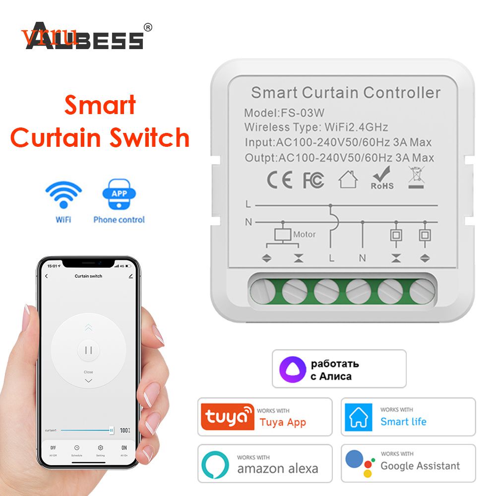 Tuya WiFi Smart Life Smart Curtain Switch for Roller Shutter Blind ...