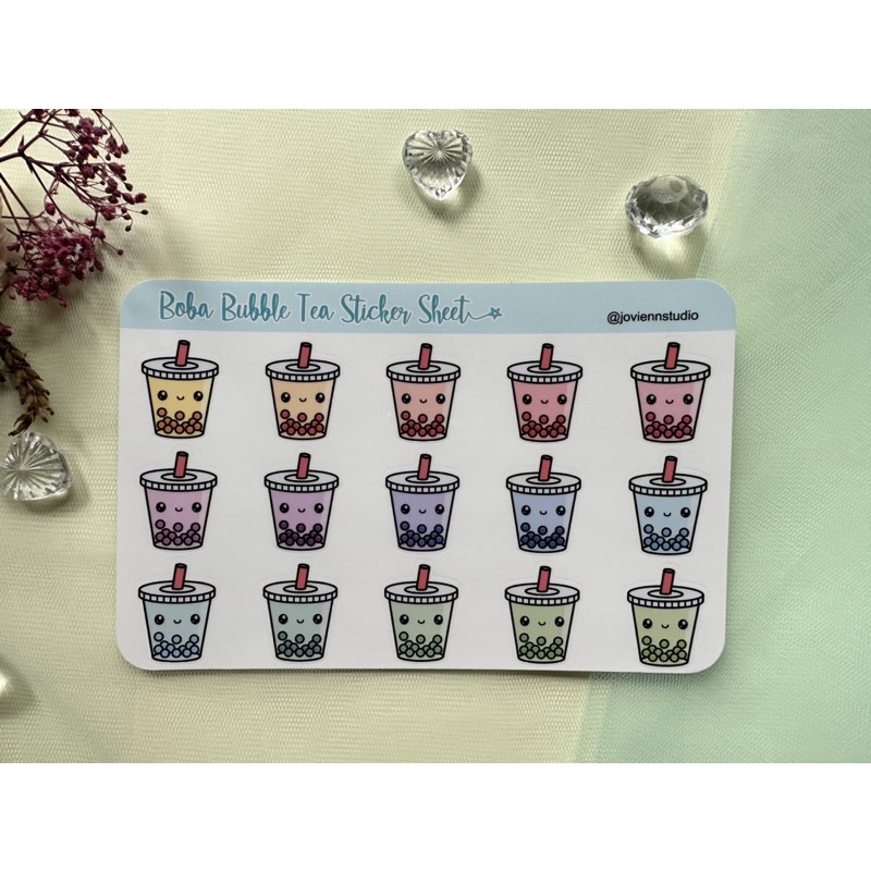 Bubble Milk Tea Sticker Sheet / Colored Milk Tea Stickers | Shopee ...