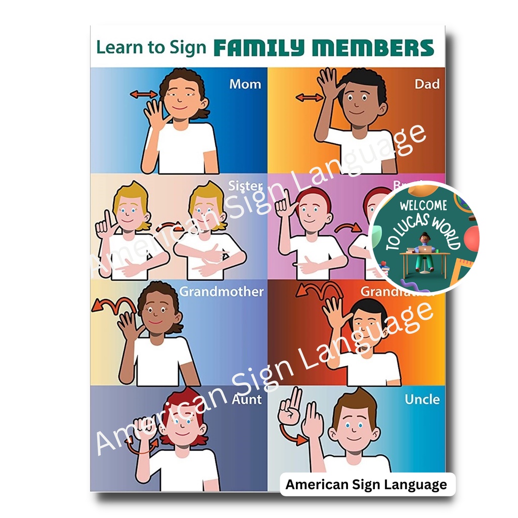 ASL AMERICAN SIGN LANGUAGE CHARTS POSTERS ALPHABET NUMBERS FEELINGS ...