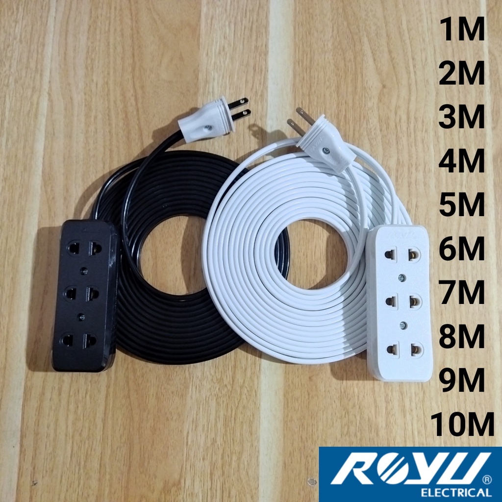 ROYU Extension Cord Wire Universal 3-Gang Outlet Heavy Duty 1, 2, 3, 4 ...