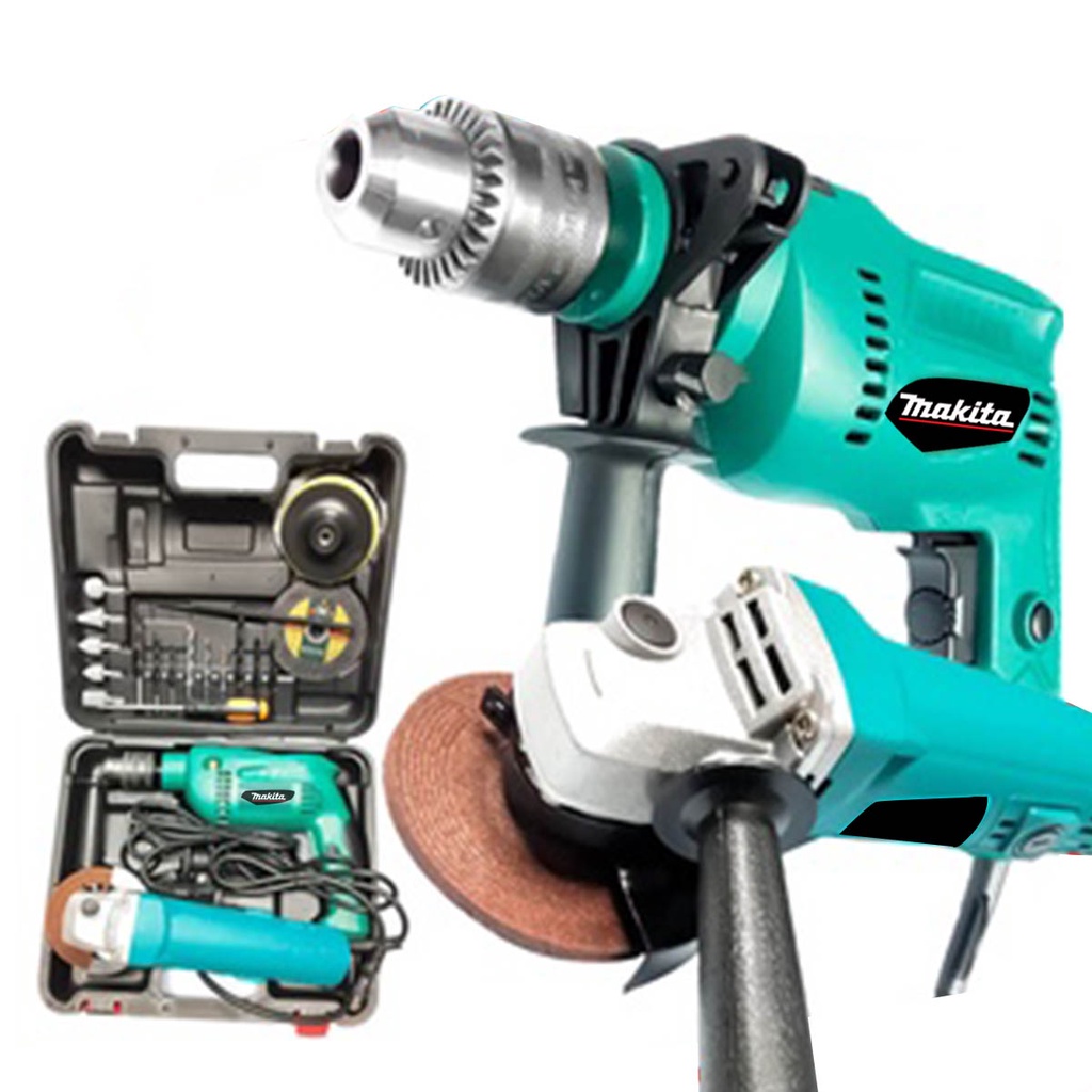 Makita Impact Electric Drill Set Drill And Grinder Barena Drill Set And ...