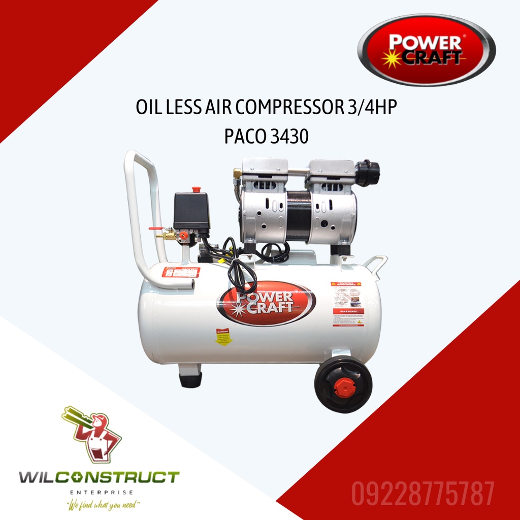 POWERCRAFT 3/4HP Oiless Air Compressor (PACO 3430/3031) | Shopee ...
