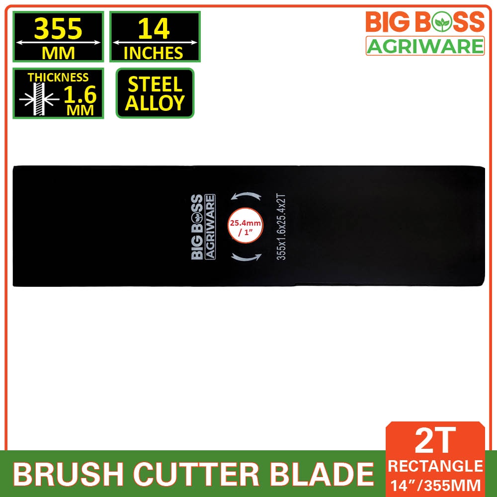 BBA 2 Teeth [2T] 14" / 355mm Rectangle Grasscutter Blade/Cutting Disc ...
