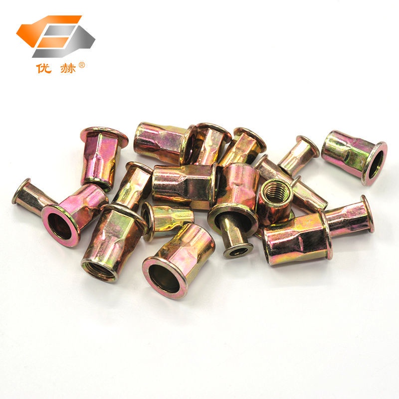Flat Head Hexagonal through Hole Rivet Nut Iron Color Zinc Carbon Steel ...