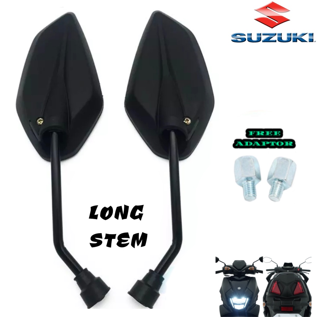 SUZUKI RAIDER 150- MOTORCYCLE SIDE MIRROR FULL BLACK | LONG STEM ...
