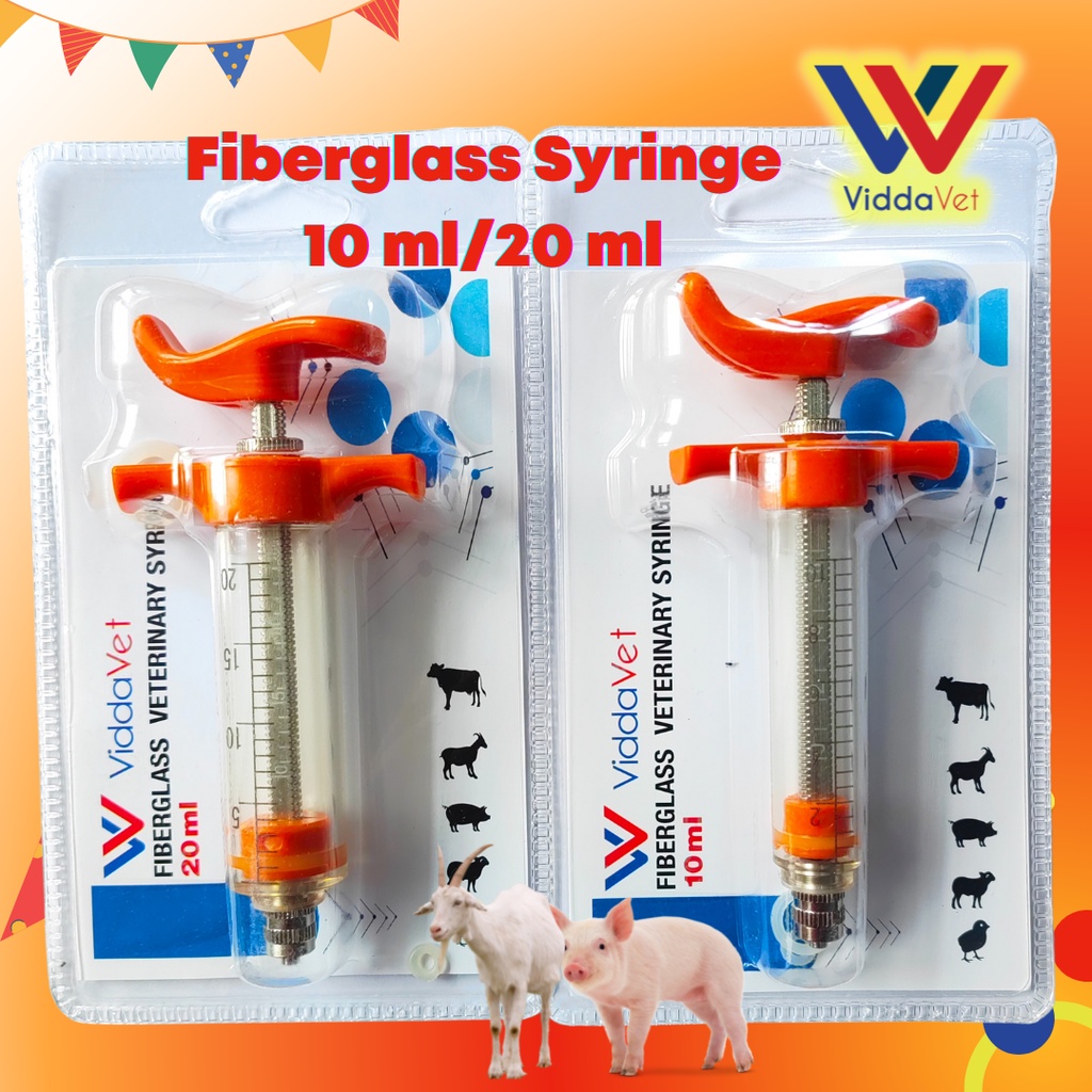 Viddavet 10 mL/20 ml Orange Fiberglass syringe 10 ml/20 ml syringe for ...