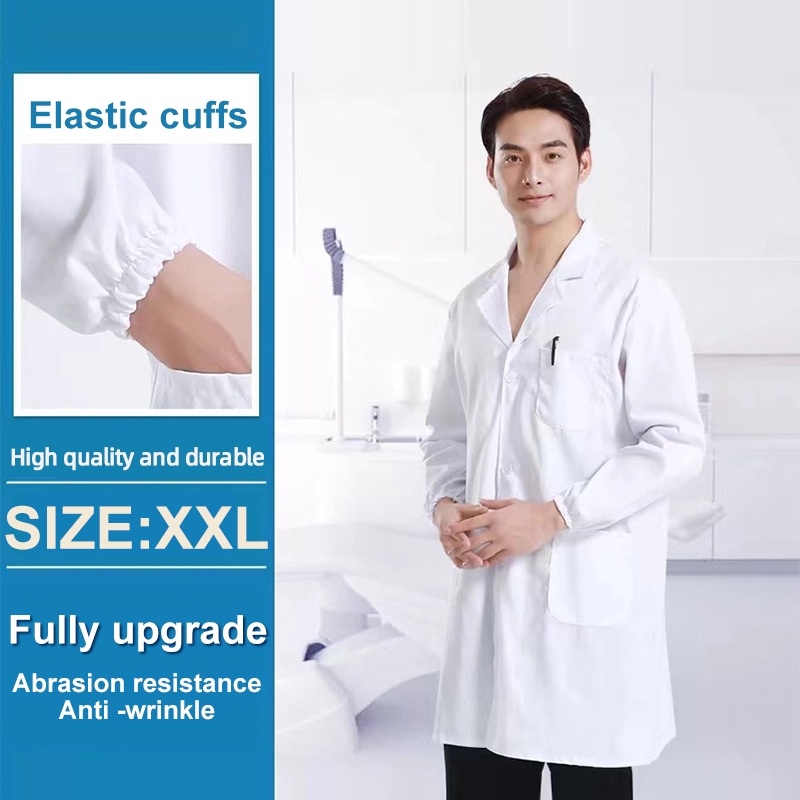 Lab Coat Lab Gown Long Sleeve White Laboratory Gown for Men White Coat ...