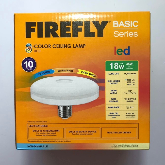 Firefly Tri-Color Ceiling Lamp (Basic LED UFO Ceiling Lamp) | Shopee ...