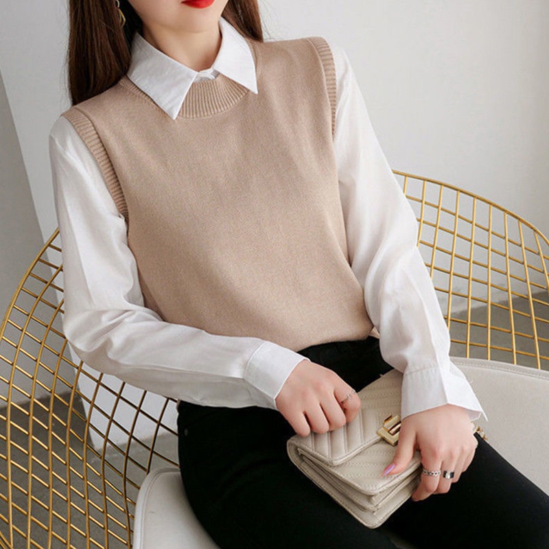 【Ready Stock】 Soft Glutinous Knitted Vest Korean Retro V-Neck Vest ...