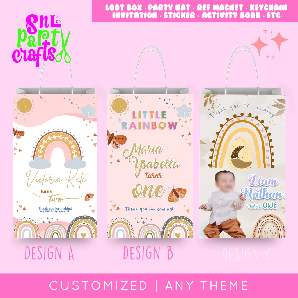 Boho Rainbow Loot bag Birthday Candy bags Party Hat boho | Shopee ...