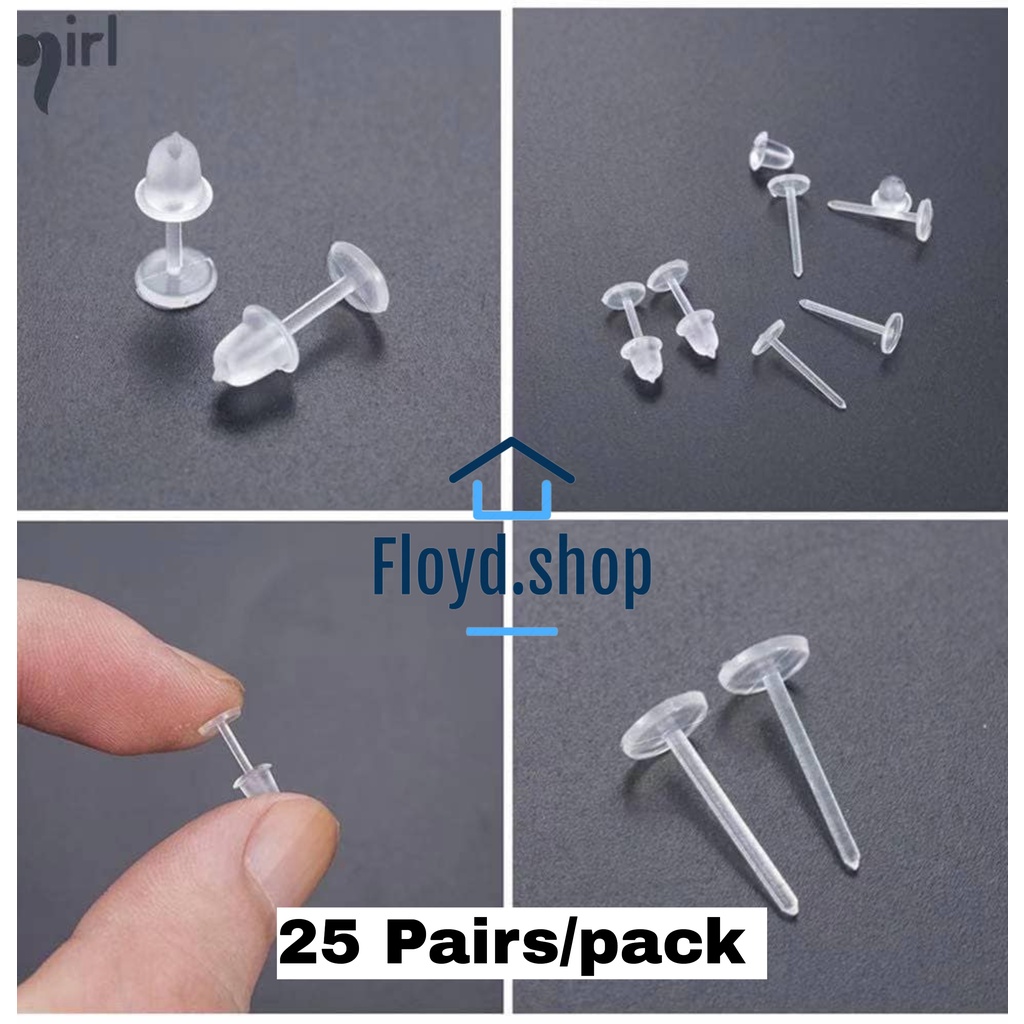 FLOYD.SHOP Transparent Plastic Rubber Stud Earring Simple Anti Allergy ...