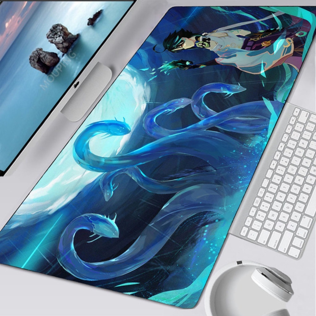 Genshin Impact Xiao Desk Pad Anime Mouse Mats Xxl Black Large Mouse Pad ...