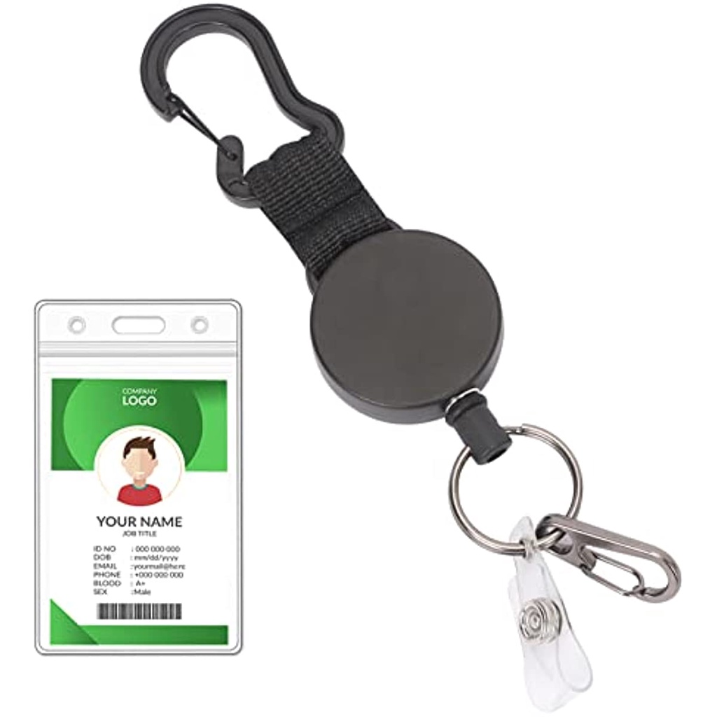 Heavy Duty Retractable ID Badge Holder Reel with22.8 inches Reinforced ...