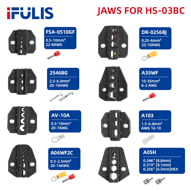 HS-03BC Crimping Tool Fixture Jaw Spring Terminal HS-103/05H/A35WF ...