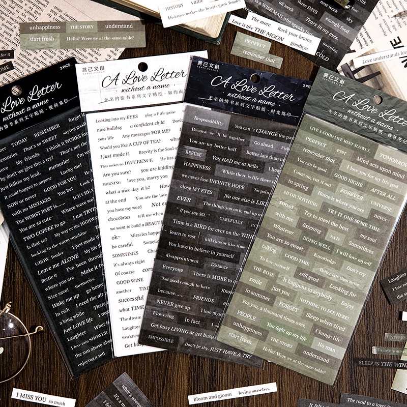ENWEI 3 Sheets [Nameless Love Letter Series] Vintage Short Sentence ...