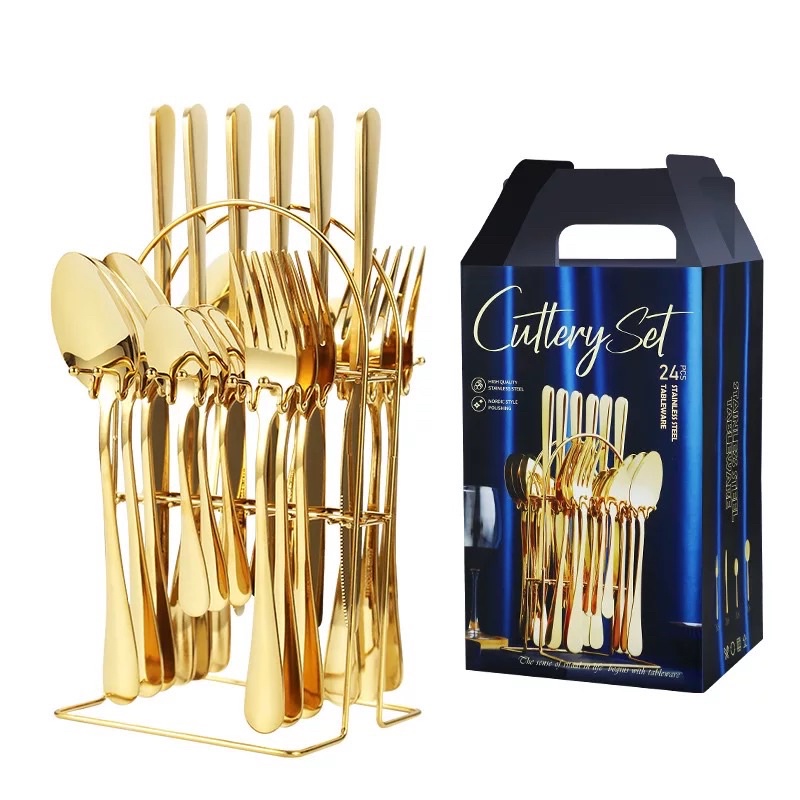 Cutlery Set in Box Gold | Shopee Philippines