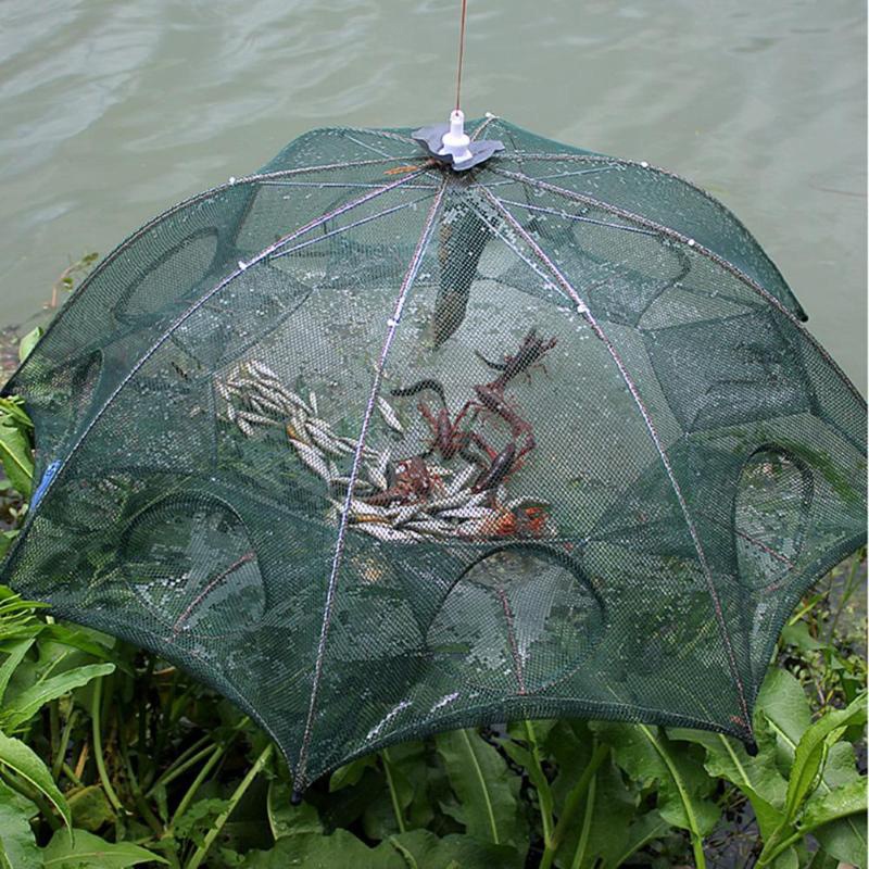 Strengthened 4-1 Holes Automatic Fishing Net Shrimp Cage Nylon Foldable ...
