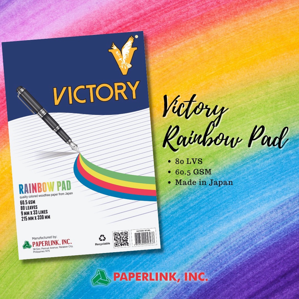 Victory Color Ruled Pad 80sheets (Rainbow Pad Paper) SOLD PER PAD ...