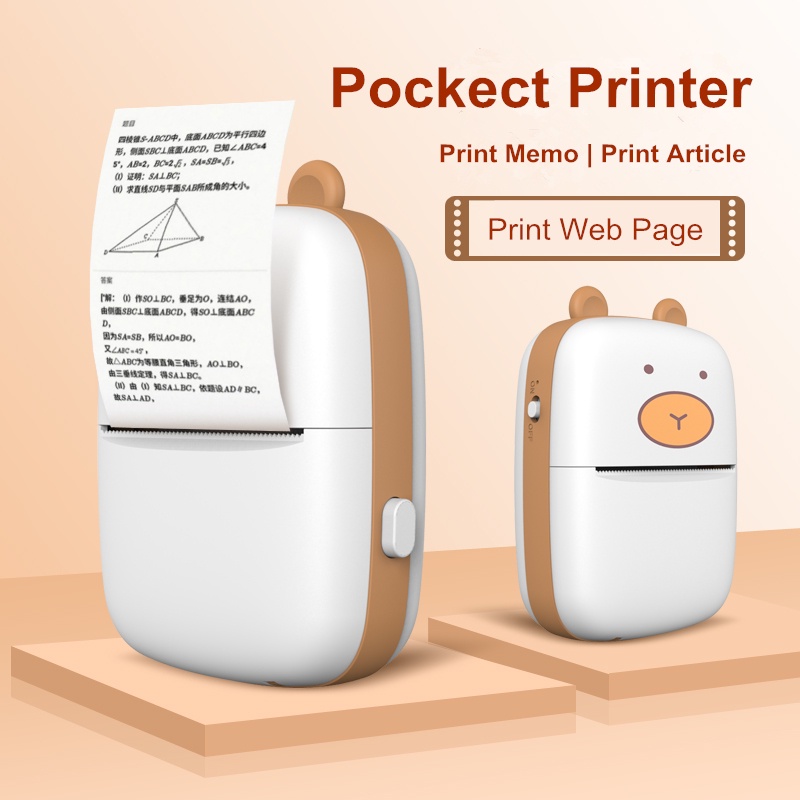 HD Pocket Mini Printer Cute Label Sticker Maker Wireless Adhesive ...