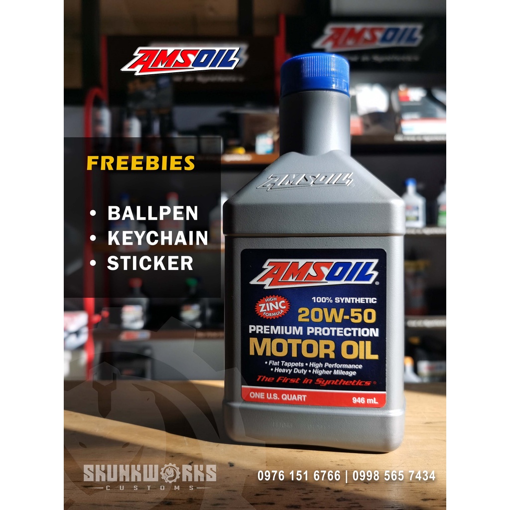 AMSOIL 20W-50 Premium Protection Synthetic Motor Oil 1 Quart (946 ml ...