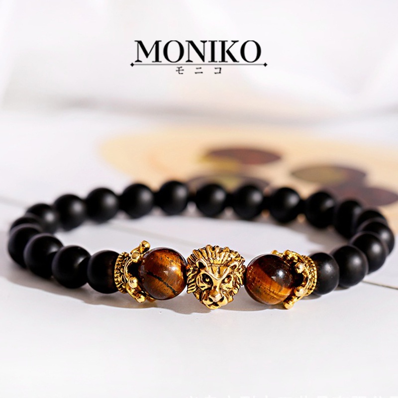 MONIKO Original Design Black Obsidian Blue/Red Tiger Eye Stone Bracelet ...