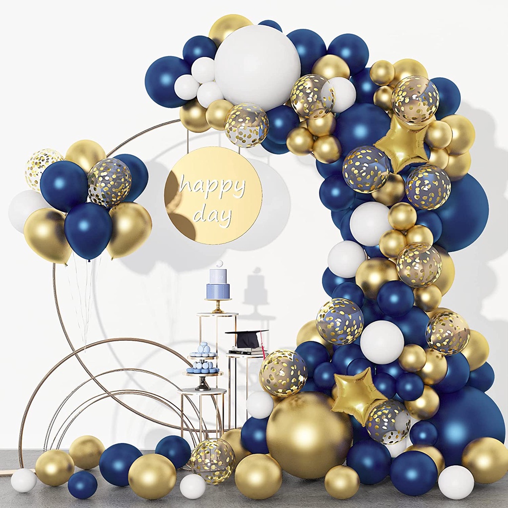 Enso Navy Blue And Gold Balloon Garland Arch Kit Mixed Sizes Balloons ...